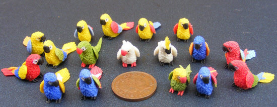 Tumdee Dolls House Miniature Baby Parrots